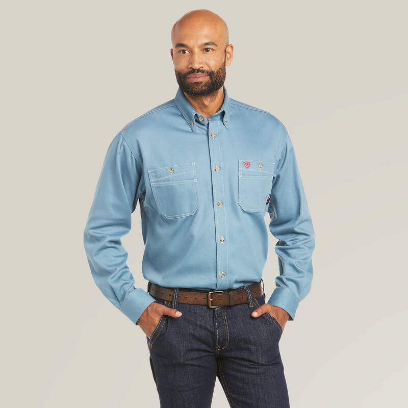 10035433 | FR Vented Work Shirt in Steel Blue – Boot Country Work